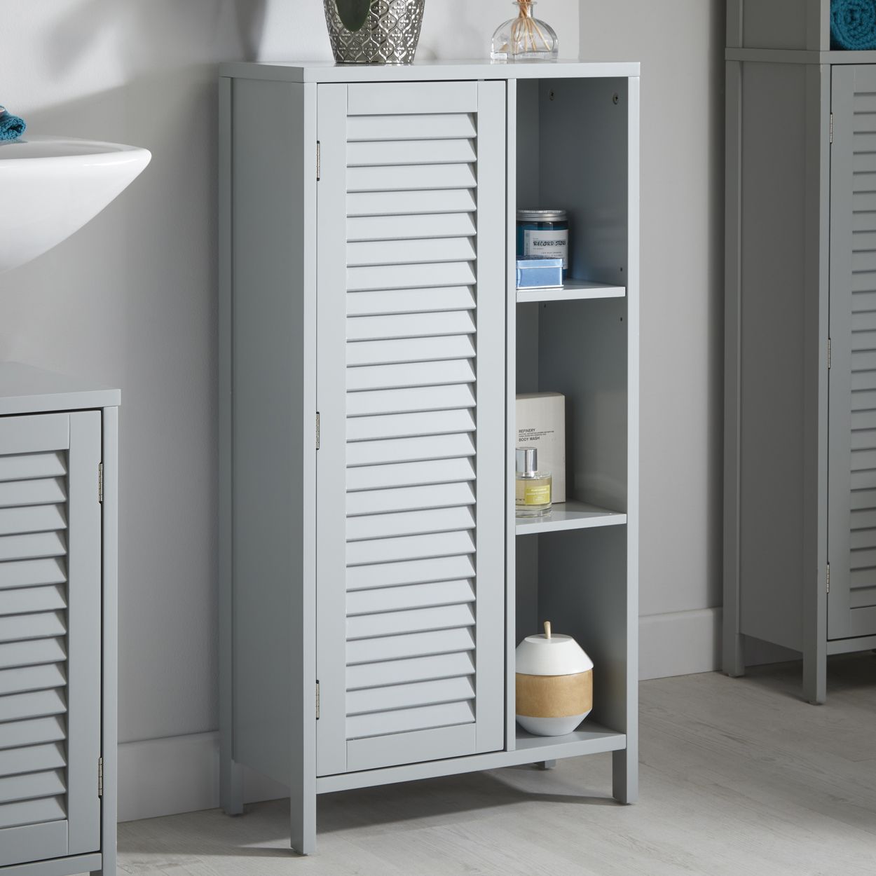 Eddie Louvre Console Unit Grey | Woodie's