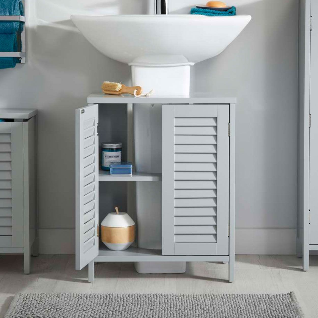 Eddie Louvre Under Basin Cabinet Grey | Woodie's