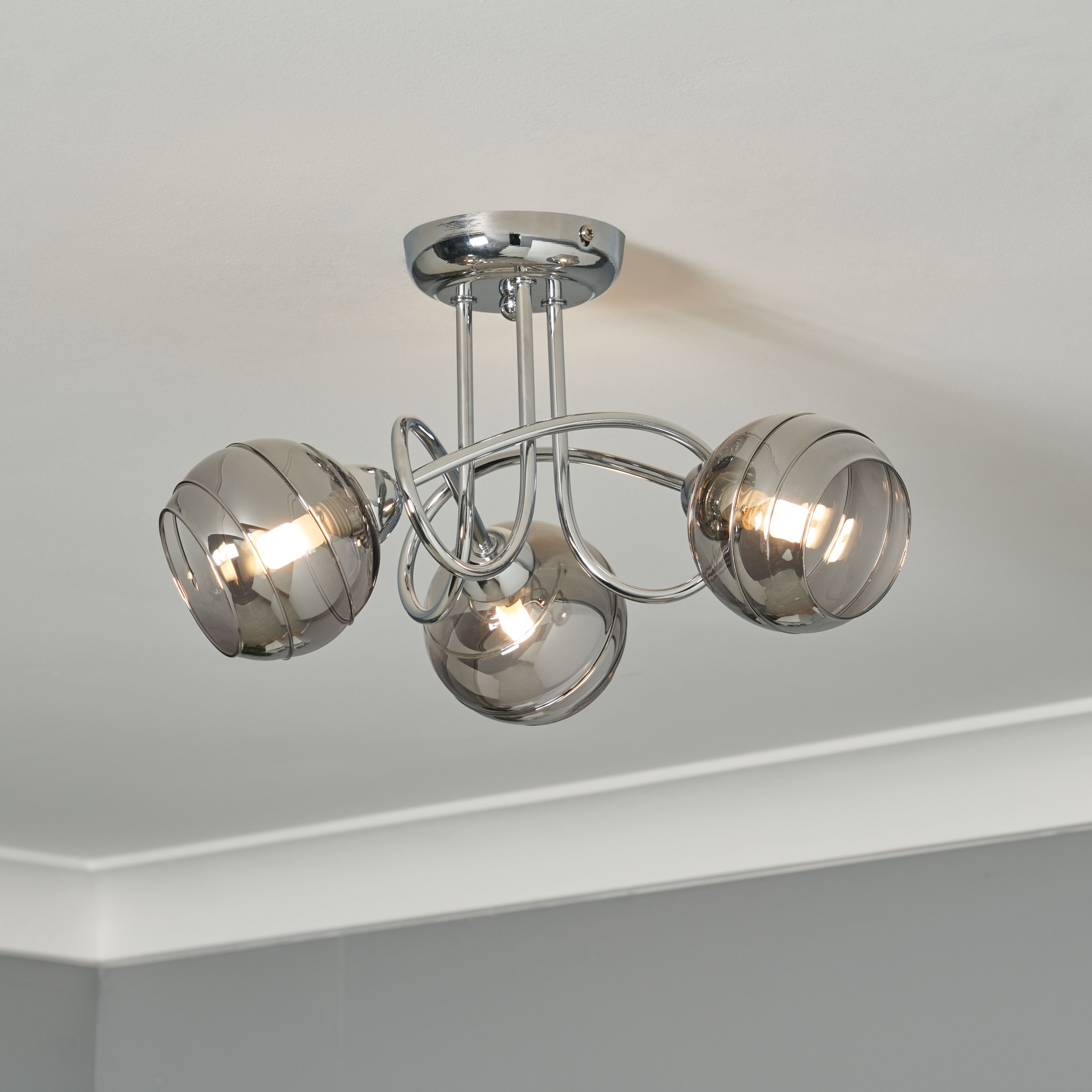 Camo Drizzle Glass 3 Light Ceiling | Woodie's