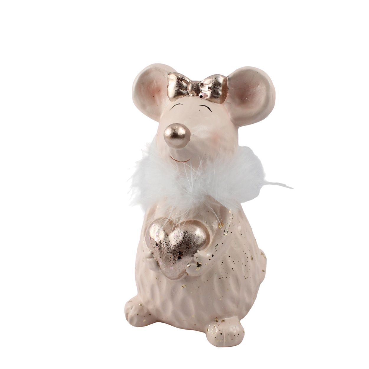 Mouse With Heart 20cm Pink | Woodie's