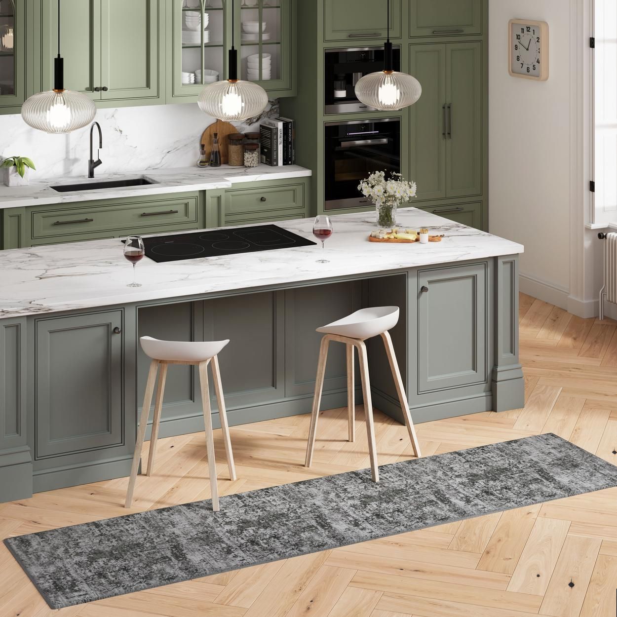 Flatwoven Washable Kale Runner Rug - 60cm x 240cm | Woodie's